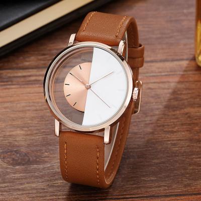 China Special Design Casual Quartz Watch Semi Transparent Dial For Men for sale