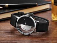 China Special Design Casual Quartz Watch Semi Transparent Dial For Men for sale