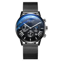 China Factory Customized Alloy Band Fake Three Eye Calendar Big Dial Men Watch for sale