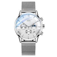 China Factory Customized Alloy Band Fake Three Eye Calendar Big Dial Men Watch for sale