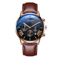 China Factory Customized Alloy Band Fake Three Eye Calendar Big Dial Men Watch for sale