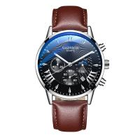 China Factory Customized Alloy Band Fake Three Eye Calendar Big Dial Men Watch for sale