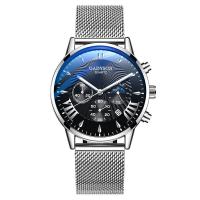 China Factory Customized Alloy Band Fake Three Eye Calendar Big Dial Men Watch for sale