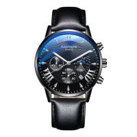 China Factory Customized Alloy Band Fake Three Eye Calendar Big Dial Men Watch for sale