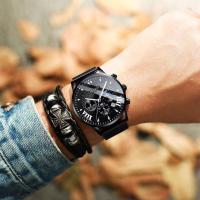 China Factory Customized Alloy Band Fake Three Eye Calendar Big Dial Men Watch for sale