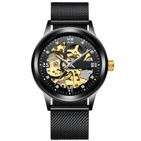 China Transparent Diamond Mechanical Watch  Light Luxury Business Alloy Man Watches for sale