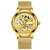 China Transparent Diamond Mechanical Watch  Light Luxury Business Alloy Man Watches for sale