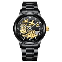 China Transparent Diamond Mechanical Watch  Light Luxury Business Alloy Man Watches for sale