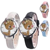 China 25g Children'S Analog Watch , 38mm Dial Leather Band Quartz Watch for sale