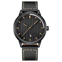 China Leather Black Metal Wrist Watch Sword Shaped 3hands SUS316L Material for sale