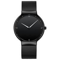 China Black Dial Black Stainless Steel Strap Watch , Stainless Steel Back Quartz Watch for sale