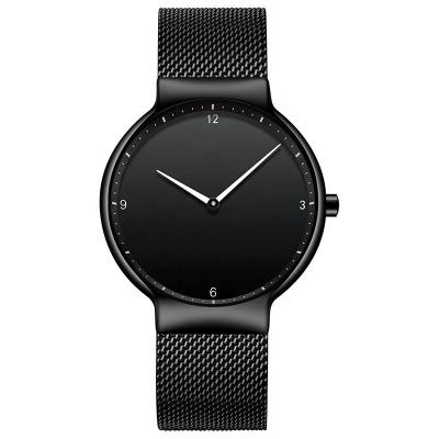 China Black Dial Black Stainless Steel Strap Watch , Stainless Steel Back Quartz Watch for sale