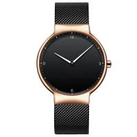 China Black Dial Black Stainless Steel Strap Watch , Stainless Steel Back Quartz Watch for sale