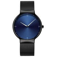 China Black Dial Black Stainless Steel Strap Watch , Stainless Steel Back Quartz Watch for sale