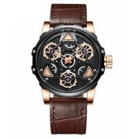 China Scratchfree Black Leather Strap Watches Mens Wrist Watch Antiwearness Nonslip for sale