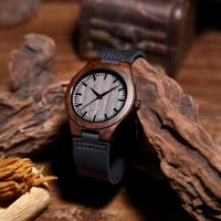 China Hardlex mirror Mens Wooden Watches Engraved black sandalwood for sale
