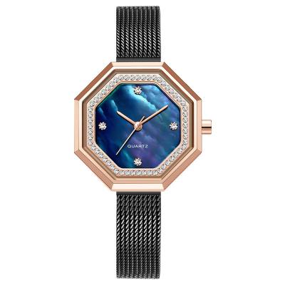 China Exquisite Diamond Female Watch Japanese Movement Waterproof Steel Mesh Belt for sale