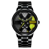 China Racing Wheel Design Hollow Disc Watch Men's Alloy Strap Quartz Watch for sale