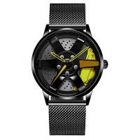 China Racing Wheel Design Hollow Disc Watch Men's Alloy Strap Quartz Watch for sale