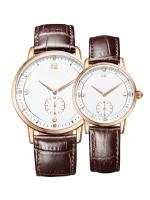 China Brown Leather Band Quartz Couple Watch Genuine Diamond Quartz Watch for sale