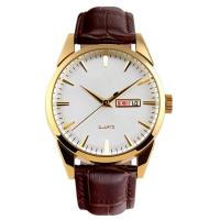 China Couple Quartz Movement Watches With Leather Strap Classic Slub Pattern Business for sale