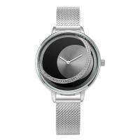 China 14mm Strap Quartz Battery Wristwatches Leather Diamond Encrusted Mesh Strap Watch for sale