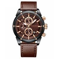 China OEM Business Waterproof Men Watches Steel Buckle Three Eyes Six Stitches for sale