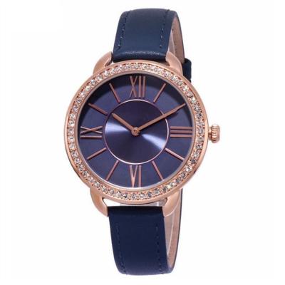 China 9.8mm Dial Diamond Quartz Watch 2035 Movement Leather Encrusted for sale
