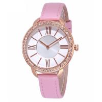 China 9.8mm Dial Diamond Quartz Watch 2035 Movement Leather Encrusted for sale