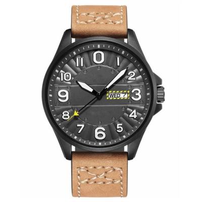 China Double Calendar Alloy Quartz Wrist Watch 45mm Dial PU Chronograph for sale