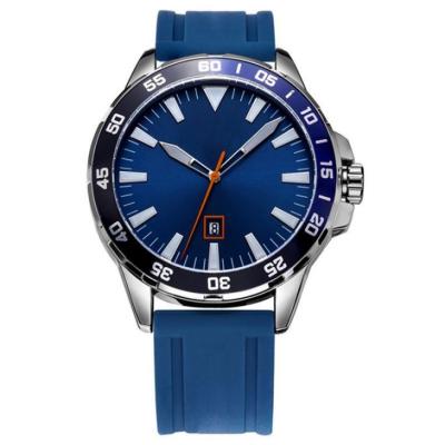 China 252mm Strap Silicone Sport Man Watch 3ATM Quartz Movement With Bezel for sale