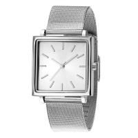 China Stainless Steel Square Dial Watch Stylish Simple Mesh Belt 32mm Case for sale
