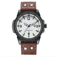 China Alloy Quartz Battery Wristwatches Leather Men Cool 3atm Waterproof 46mm Dia for sale