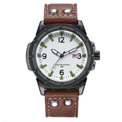 China Alloy Quartz Battery Wristwatches Leather Men Cool 3atm Waterproof 46mm Dia for sale