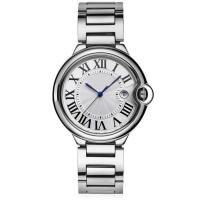 China 42mm Dial Alloy Quartz Wrist Watch Leather Strap Buckle Clasp Sandproof for sale
