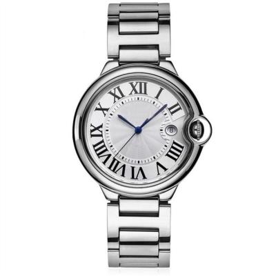 China 42mm Dial Alloy Quartz Wrist Watch Leather Strap Buckle Clasp Sandproof for sale