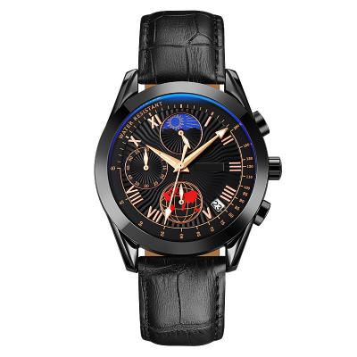 China Multifunctional Triple Date Moonphase Watch Waterproof For Men for sale
