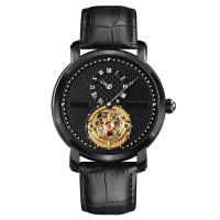 China Waterproof Rotary Automatic Skeleton Watch , A Half Needle Tourbillon Mechanical Watch for sale