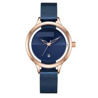 China Ladies Mesh Belt Quartz Calendar Watch With Willow Leaf Needle for sale