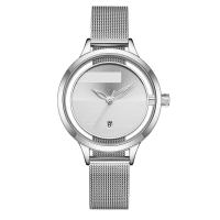 China Ladies Mesh Belt Quartz Calendar Watch With Willow Leaf Needle for sale