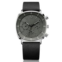 China Microfiber Leather Strap Mens Mechanical Quartz Watch With 3 Eyes Dial for sale