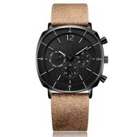 China Microfiber Leather Strap Mens Mechanical Quartz Watch With 3 Eyes Dial for sale