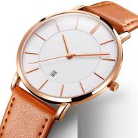 China Ultra Thin Quartz Dress Watch Leather Simple Large Dial for Business Men for sale