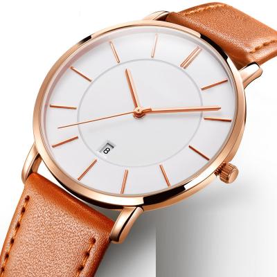 China Ultra Thin Quartz Dress Watch Leather Simple Large Dial for Business Men for sale