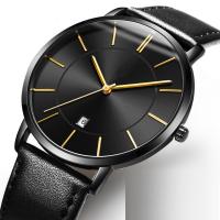 China Ultra Thin Quartz Dress Watch Leather Simple Large Dial for Business Men for sale