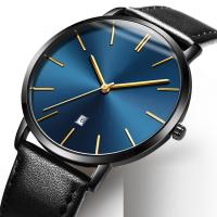 China Ultra Thin Quartz Dress Watch Leather Simple Large Dial for Business Men for sale