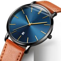 China Ultra Thin Quartz Dress Watch Leather Simple Large Dial for Business Men for sale