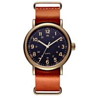China ODM Leather Band Chronograph Watch Brown Leather Strap Stainless Steel Buckle for sale