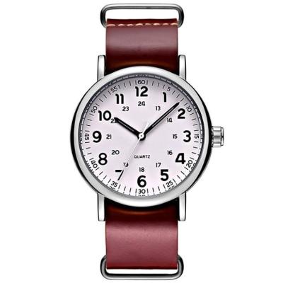 China ODM Leather Band Chronograph Watch Brown Leather Strap Stainless Steel Buckle for sale