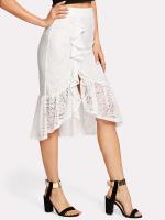 China Ruffle Hem Asymmetric Lace Skirt For Women for sale